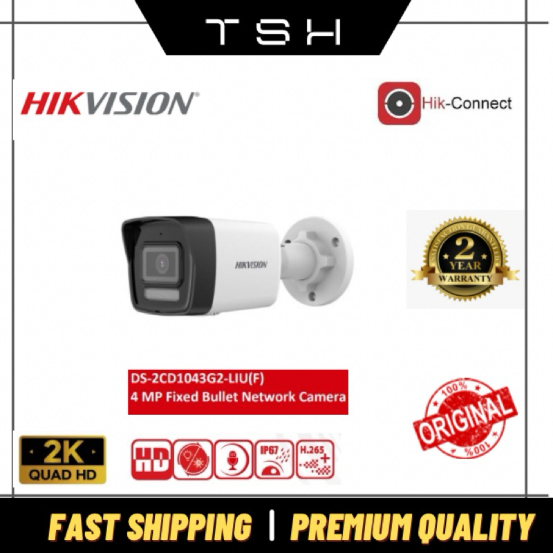 Hikvision DS-2CD1043G2-LIU 4MP Smart Hybrid Light Fixed Bullet Network Camera | Shopee Malaysia