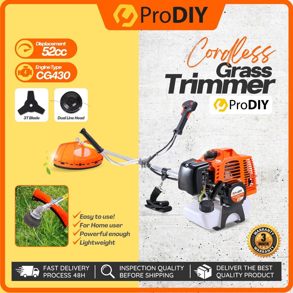 PRODIY Cordless Petrol Grass Trimmer CG430 52CC Brush Cutter Grass ...