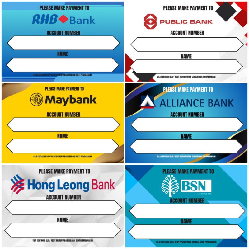 DESIGN BARU | TEMPLATE BANK DETAILS | LETAK NAMA & NO AKAUN | PILIH ...