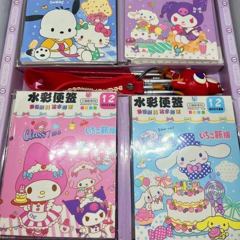 Sanrio coloring book, light color dipped in water painting, watercolor ...