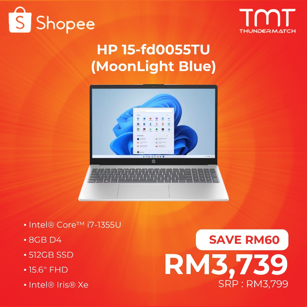 HP 15-fd0054/0055/0056TU Laptop (Silver/Gold/Blue) | i7-1355U | 8GB RAM ...