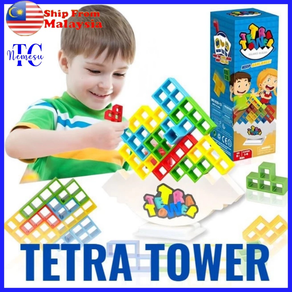 Tetra Tower Game Balance Stack Blocks Building Puzzle Board Assembly ...
