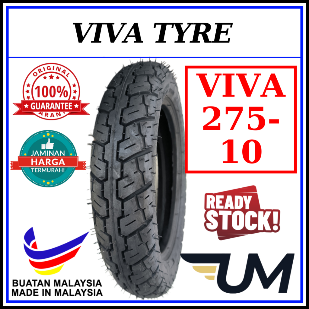 VIVA PASSOLA 275-10 TYRE 2.75-10 TAYAR 275X10 TIRE 275 10 TYRES 100% ORIGINAL TUBED TUBE TIUB ...