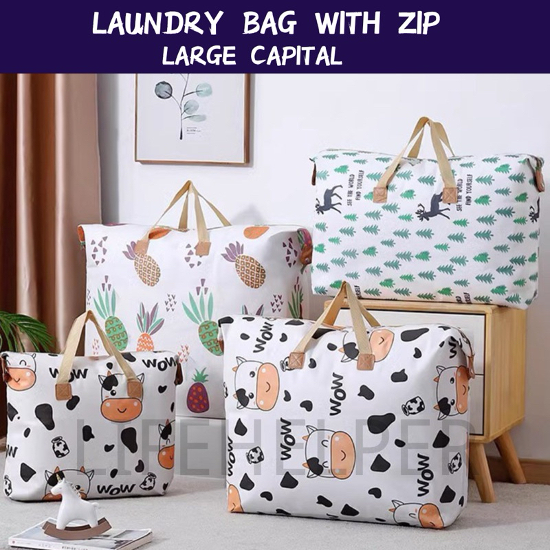 EXTRA LARGE LAUNDRY BAG WITH ZIP LAUNDRY BASKET BAG DOBI GUNI STORAGE ...