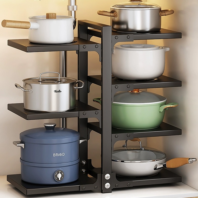 Kitchen Shelf Multifunctional Pots And Pans Storage Rack Countertop Pot ...
