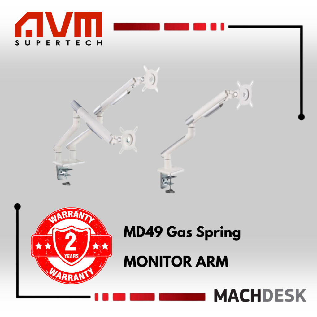 AVM MACHDESK MD49 Dual / Single Slim Mechanical Spring Monitor Arm ...