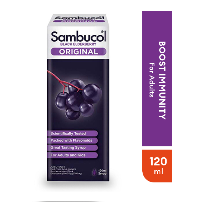 SAMBUCOL BLACK ELDERBERRY ORIGINAL SYRUP 120ML | Shopee Malaysia