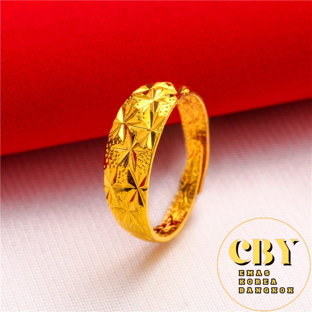 Cincin Emas Bangkok Dewasa Cincin Perempuan 916 Ring GOLD PLATED Adjustable FREE COP | Shopee ...