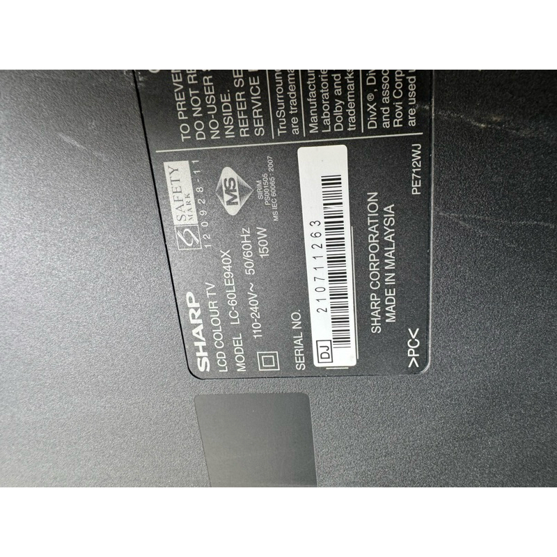 sharp LC-60LE940x mainboard power tcon | Shopee Malaysia