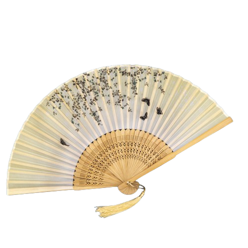 Elegant Floral Black Bamboo Hand Fan Kipas Tangan Lipat Buluh Corak ...