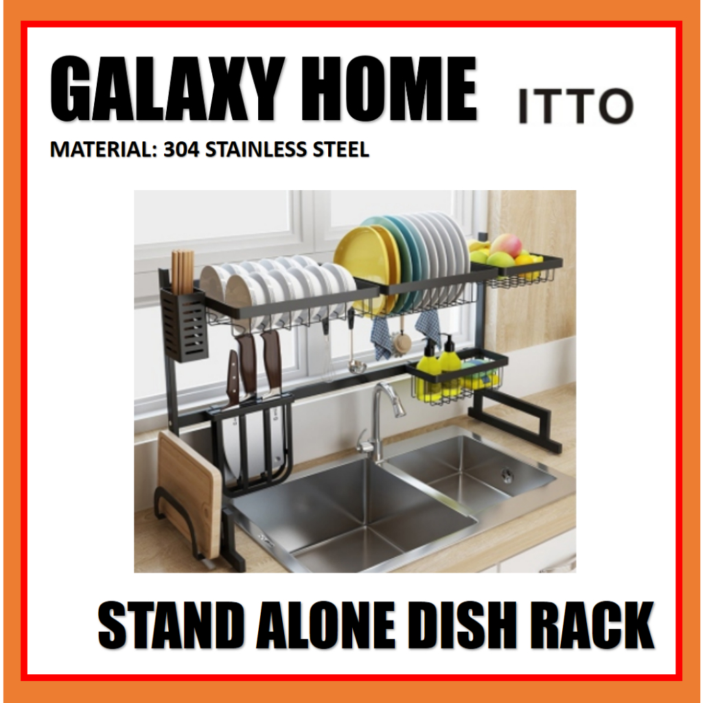 ITTO FREE STANDING STAINLESS STEEL BLACK DISH RACK | Shopee Malaysia