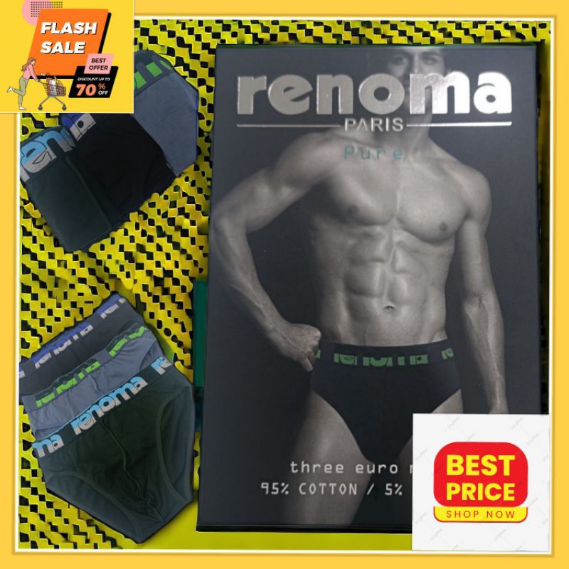 [3 PCS/BOX] RENOMA PARIS PURE MEN'S BRIEF UNDERWEAR | Shopee Malaysia