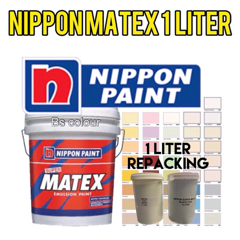 1L NIPPON PAINT SUPER MATEX REPACKING EMULSION PAINT / CAT KAPUR 1LITER ...