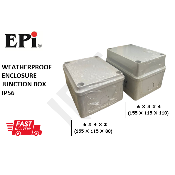 EPI 6X4X3 & 6X4X4 WEATHERPROOF IP56 PVC ENCLOSURE JUNCTION BOX | Shopee ...