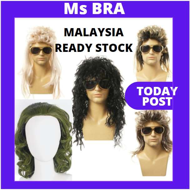 Joker eady stock mullet wig black metal wig rock cosplay wig rocker wig ...