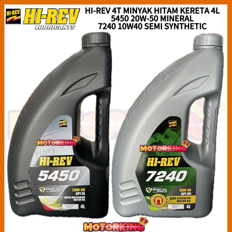 HIREV 4T MINYAK HITAM KERETA ENGINE OIL SEMI SYNTHETIC 7240 10W40 ...