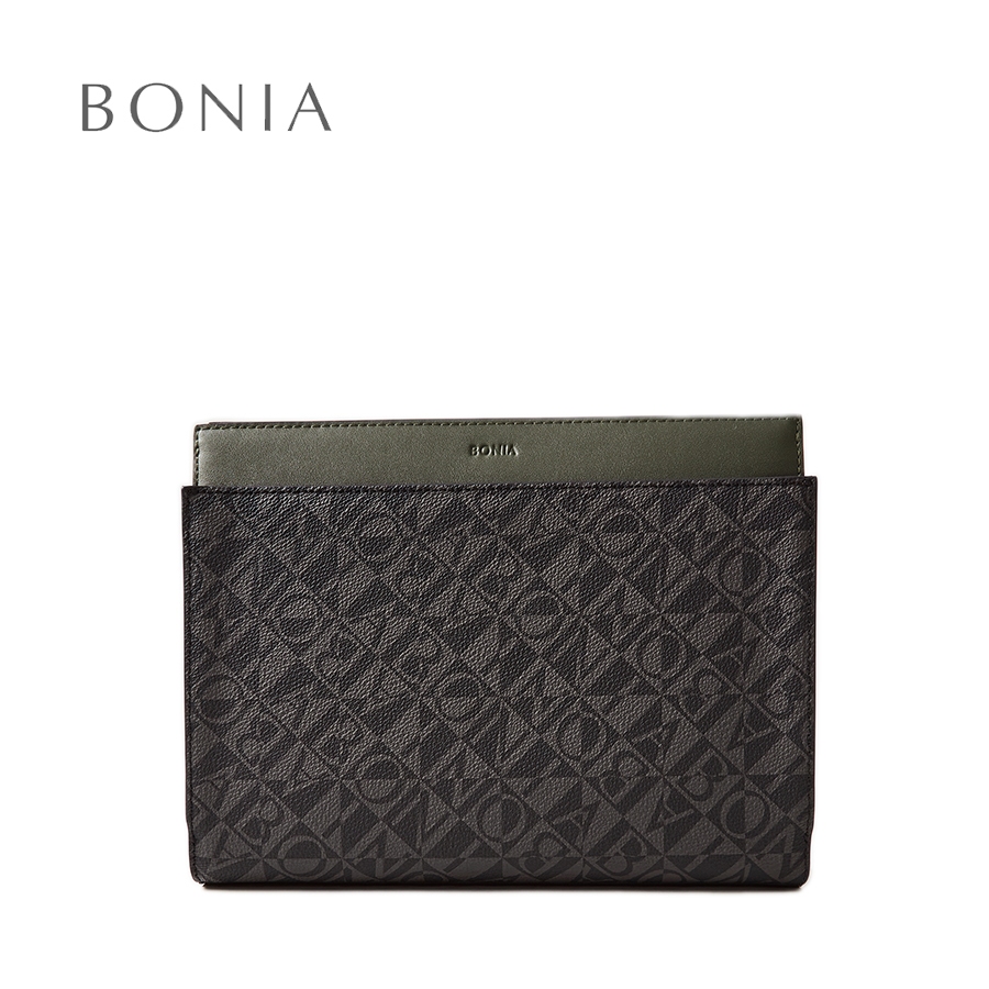 Bonia Uniform Green Sandrino Monogram Clutch | Beg genggam | Shopee ...