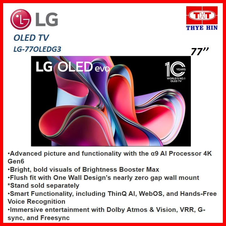 LG OLED evo G3 Gallery Edition 77 inch 120Hz Dolby Vision & HDR10 4K ...