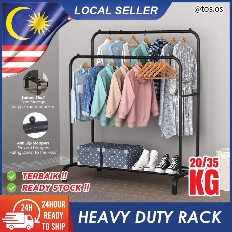 Heavy Duty Single Double Pole Clothing Garment Rack with Hanging Rod ...