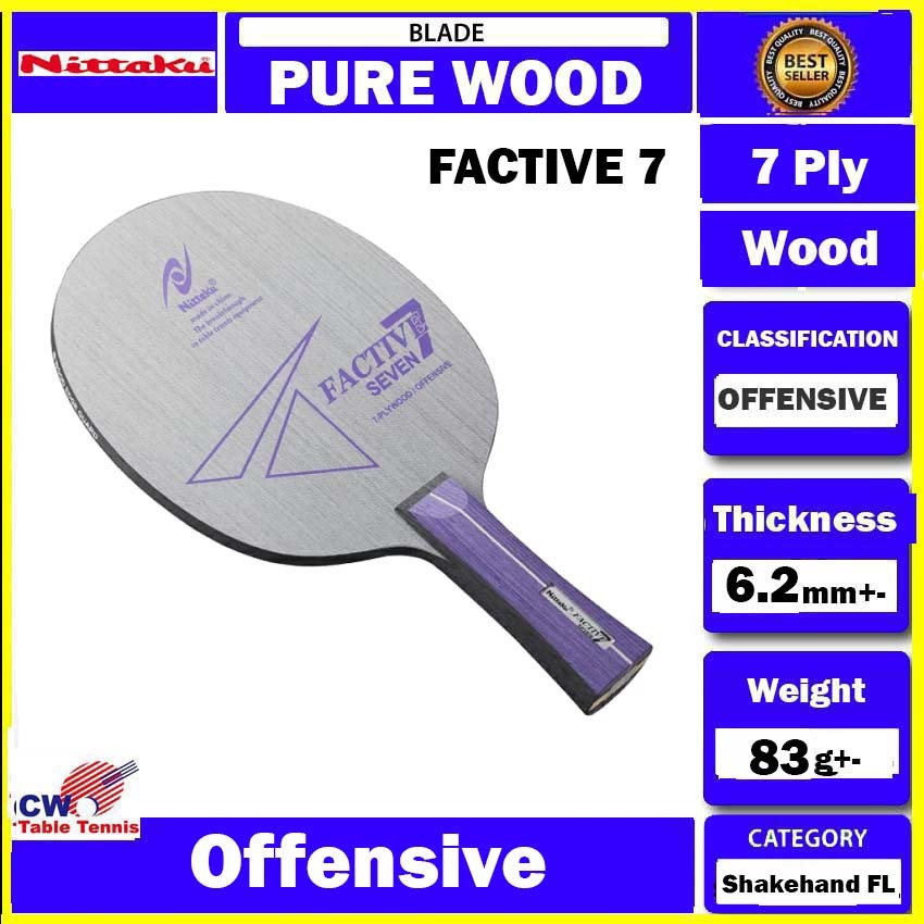 Nittaku Factive 7 All Wood Blade Table Tennis Paddle Bat Wooden Blade Made In China Nittaku ...