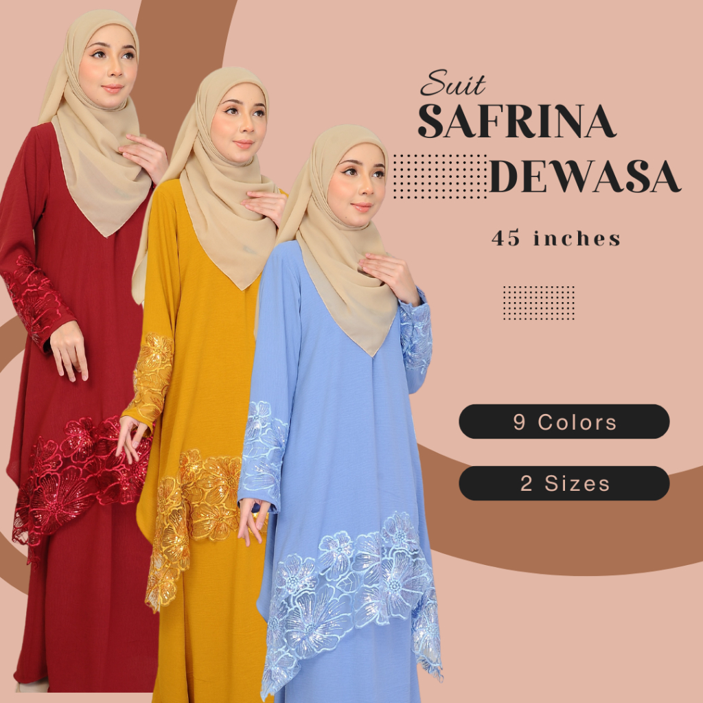 Baju Kurung SAFRINA lace Material Italian cotton CEY ready stock Front ...