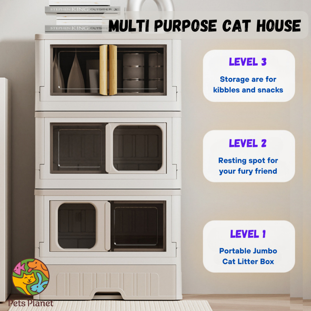 [3 IN 1] Multipurpose Cat House | Cat Storage | Cat Litter | Rumah ...