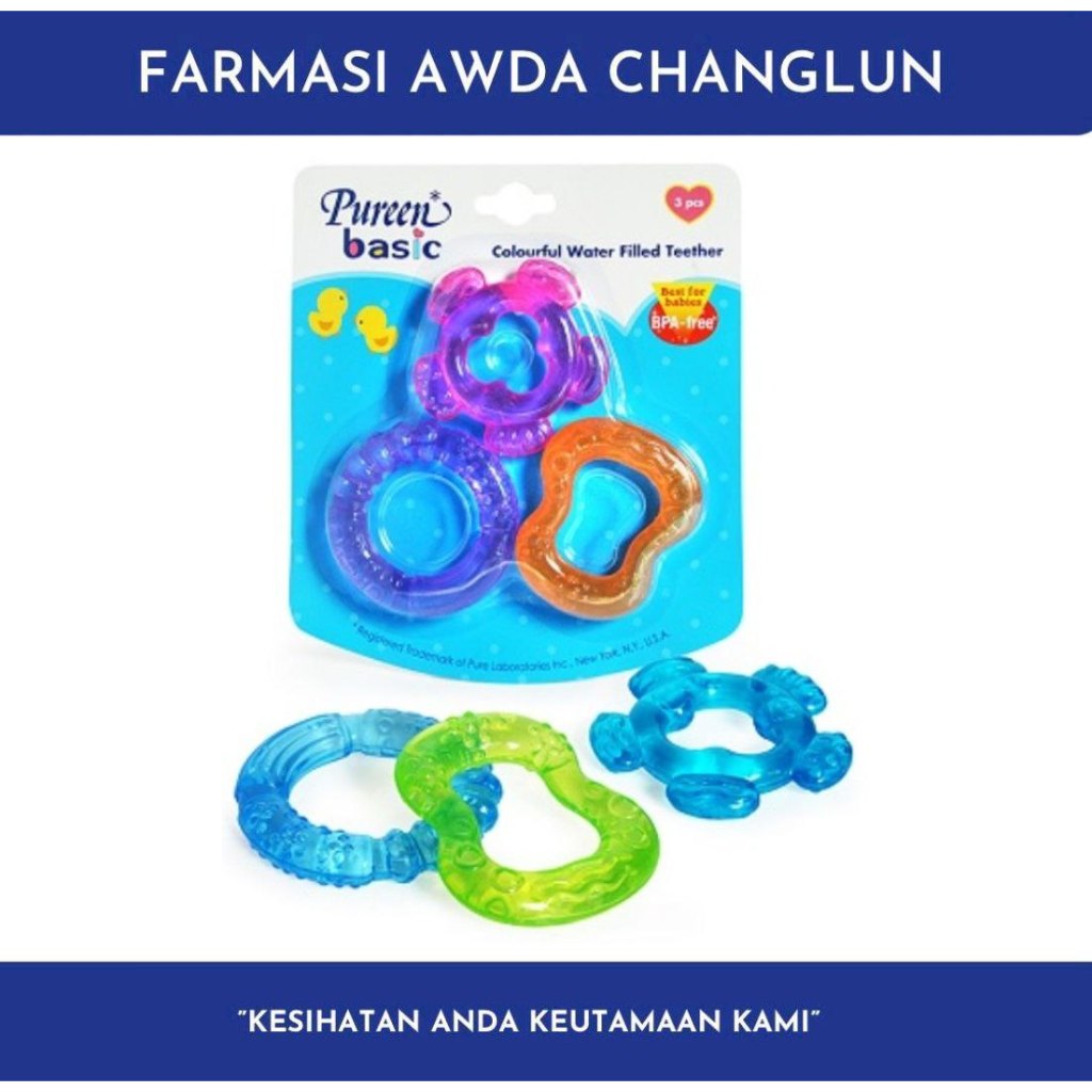 PUREEN Basic Water Filled Teether Colourful (3pcs) / Safari (1pc ...