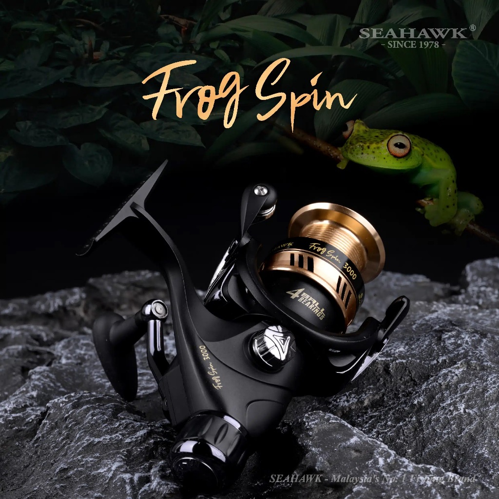 NEW SEAHAWK FISHING REEL FROG SPIN SPINNING REEL (free one piece ...