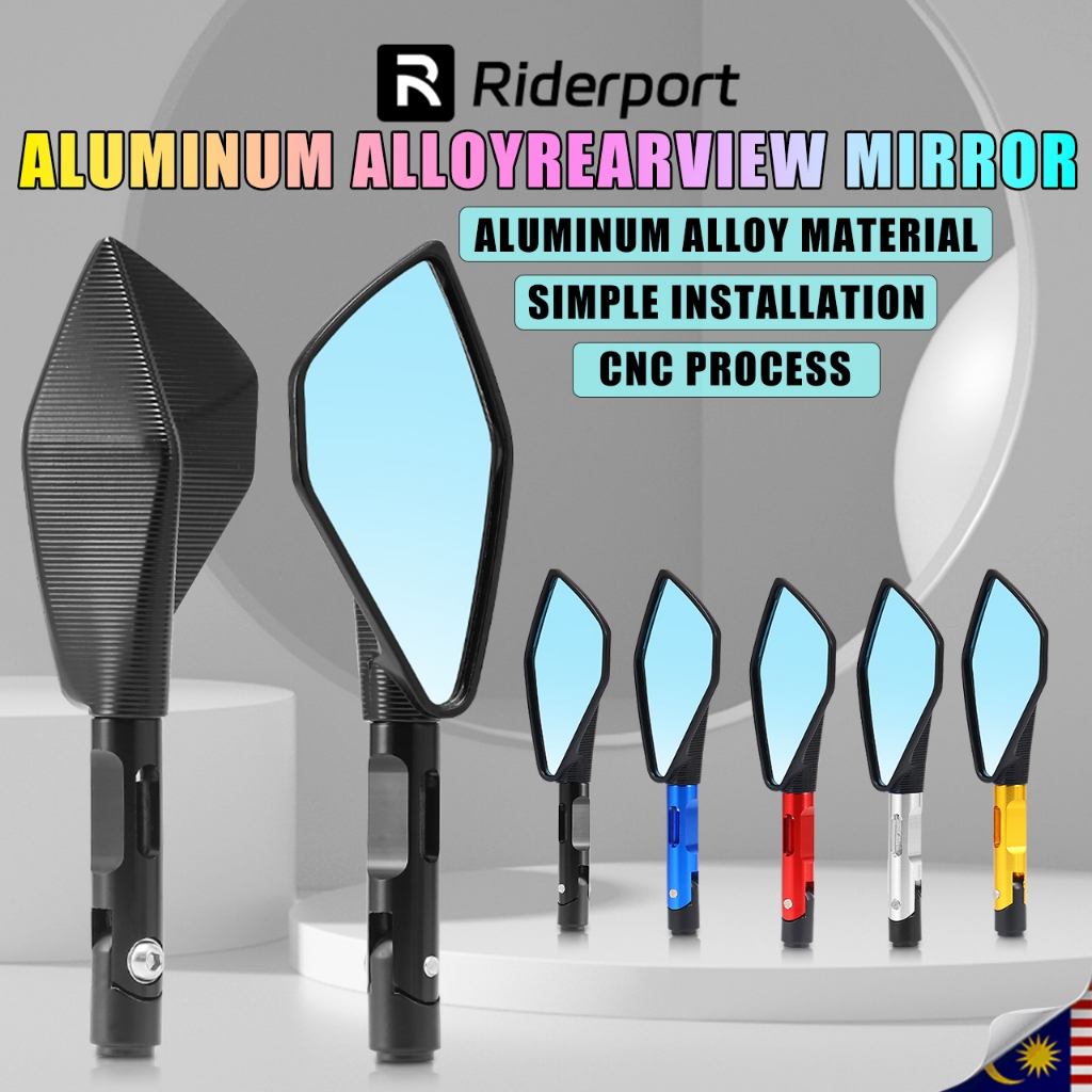 UNIVERSAL SIDE MIRROR RIJOMA CNC ALLOY MOTORCYCLE CERMIN SISI MOTOR ...