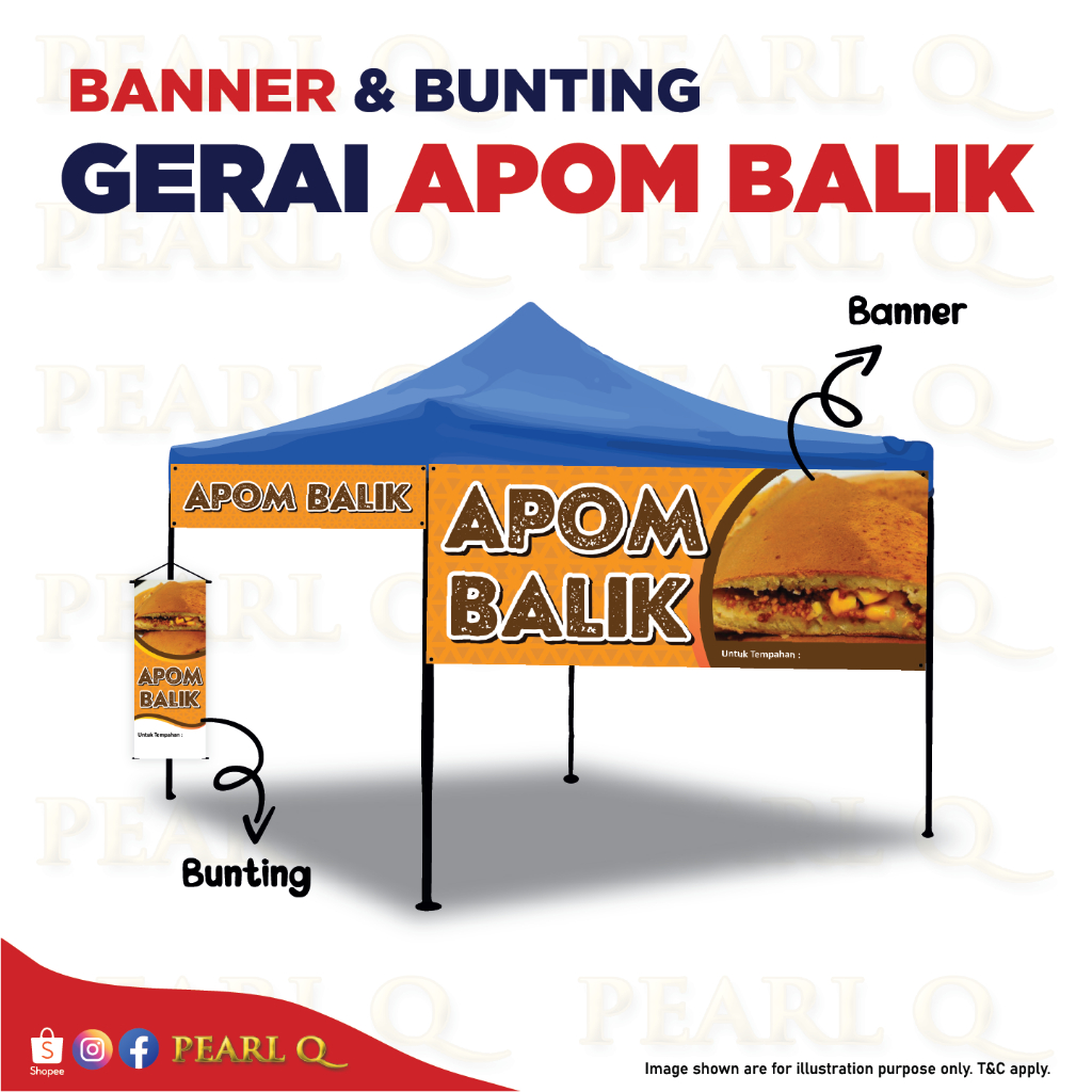 Banner Gerai Makanan Apom Balik Bunting Streamer Kedai Pasar Malam Apam ...