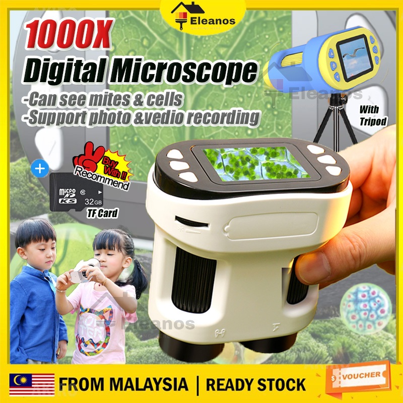 🔥3 IN 1 Digital Microscope for Kids 1000X Microscope Telescope Camera ...