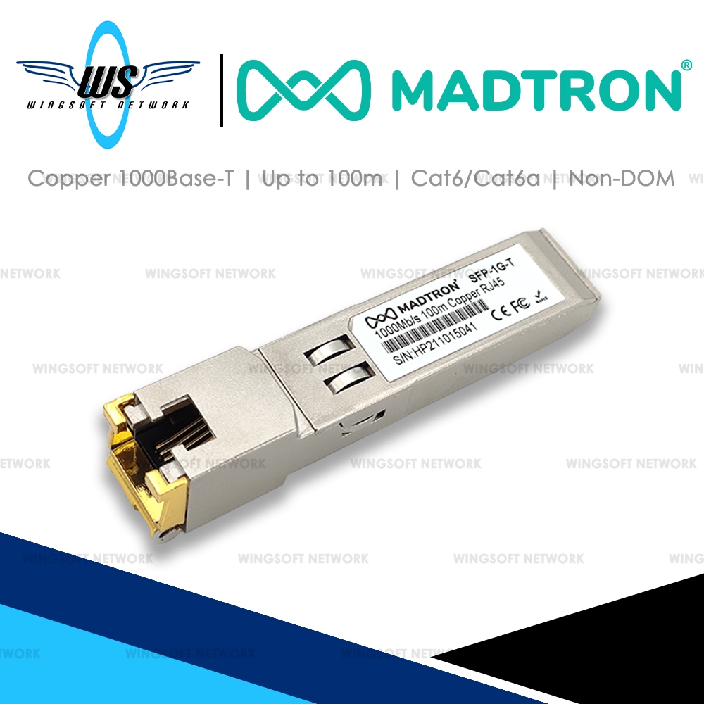 𝗠𝗔𝗗𝗧𝗥𝗢𝗡® SFP-1G-T 1000BASE-T SFP Copper RJ-45 100m Transceiver Module ...