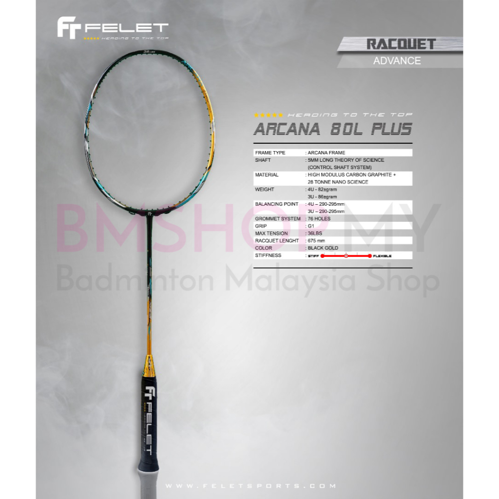 FELET Racket Arcana 80L 80S Plus (Free Stringing Service, Free Felet ...