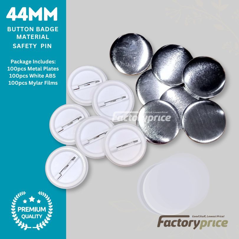 Button Badge Material ⌀ 44mm Safety Pin 100pcs Pkt Blank Button
