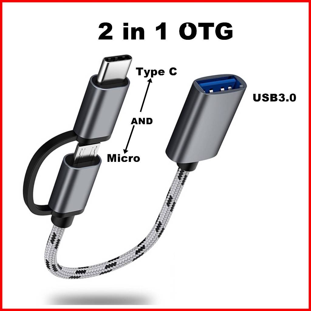 Kabel OTG 2 dalam 1 USB 3.0 ke USB Mikro Jenis C untuk Kabel Data Untuk ...