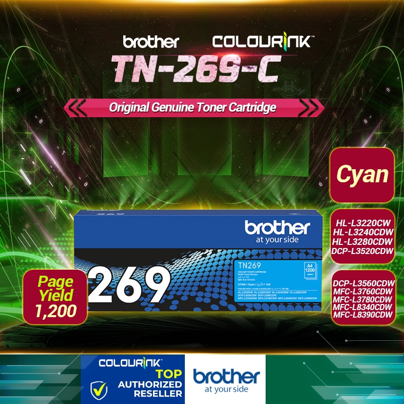 Brother TN-269 Cyan Magenta Yellow Black Original Colour Toner Cartridge for L3240CDW L3560CDW ...
