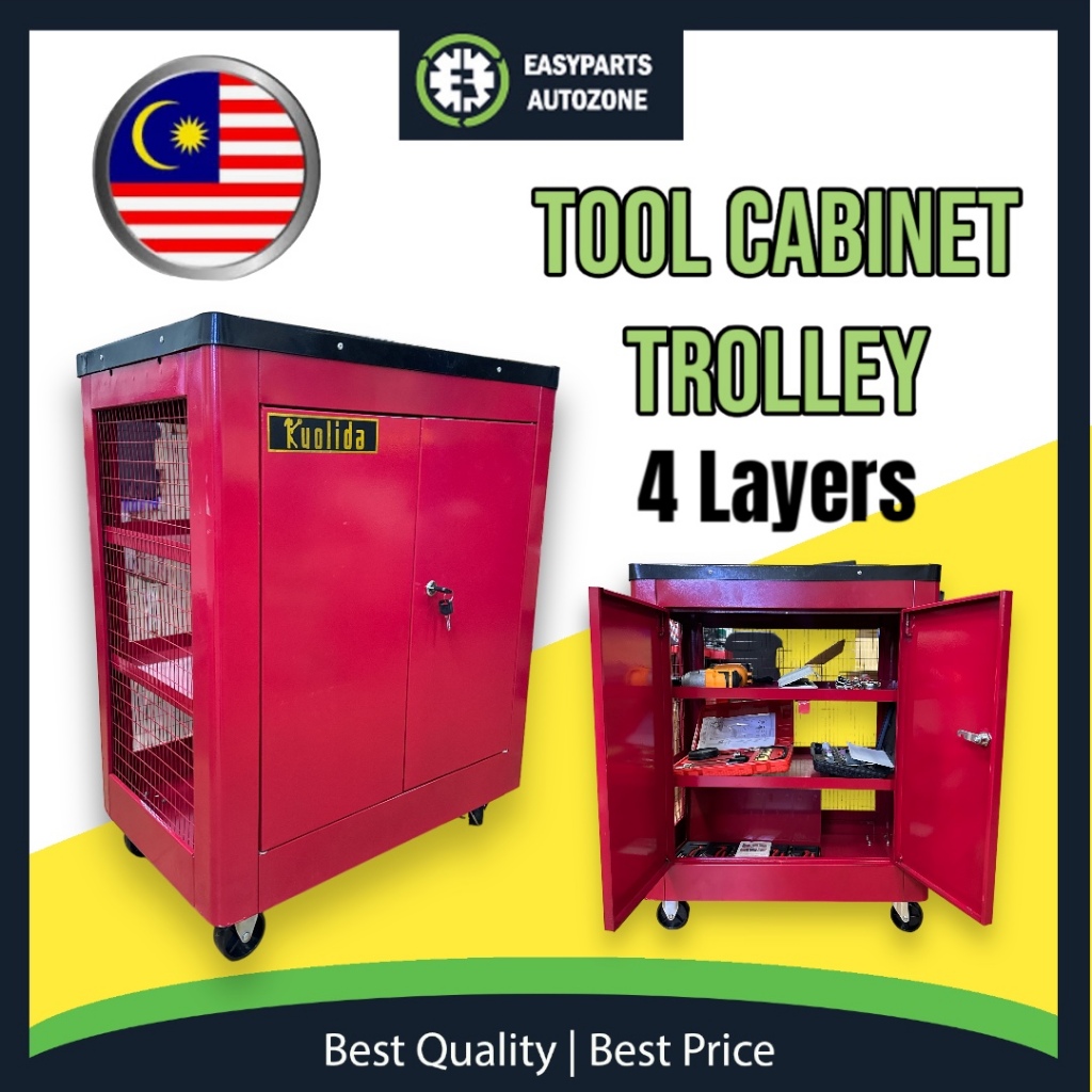 4 level Tool Cabinet Trolley with Lock Hardware Cart Rack | Shopee Malaysia