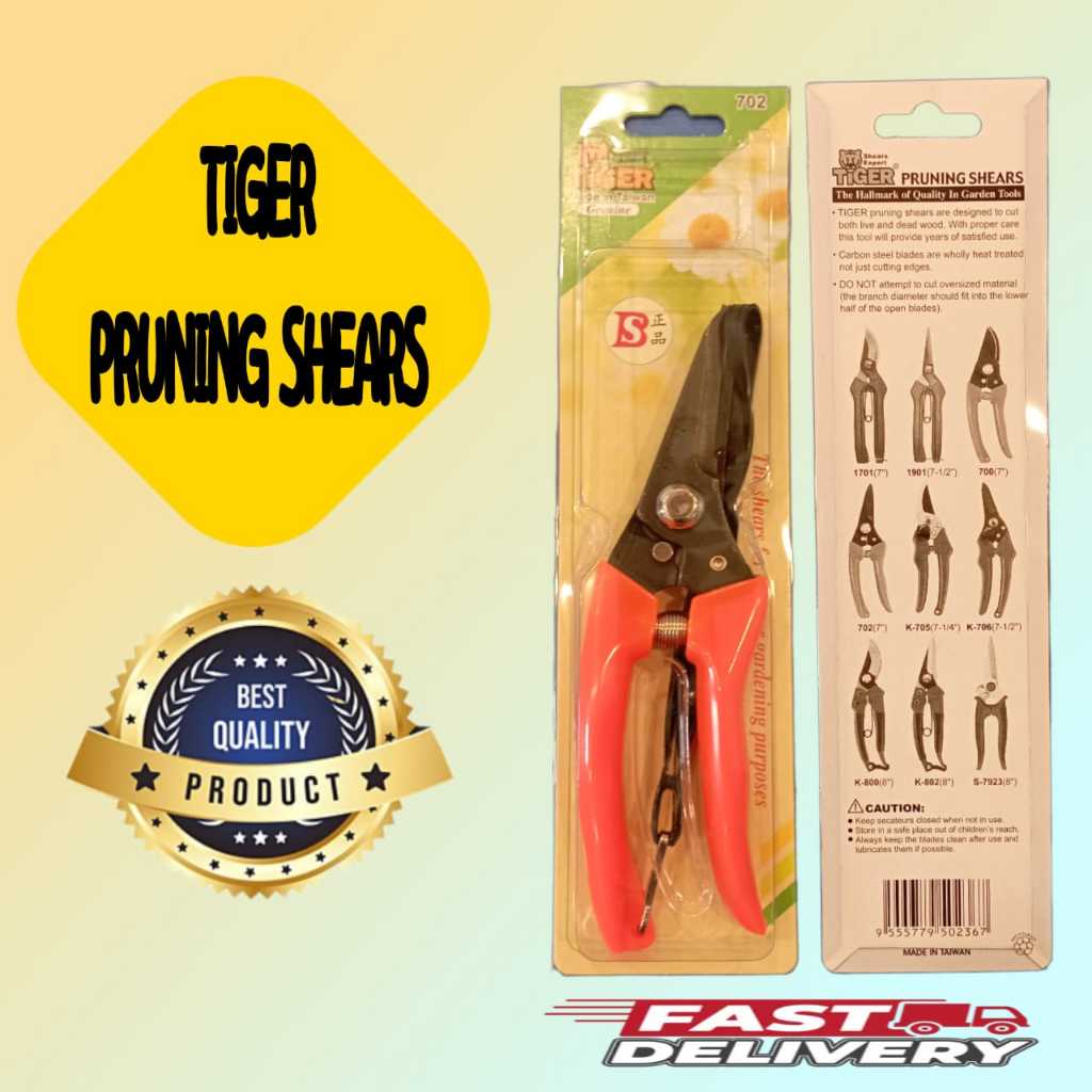 ORIGINAL Tiger 702 Pruning Shears 7 INCH (GARDEN CUTTER TIGER CUTTER ...