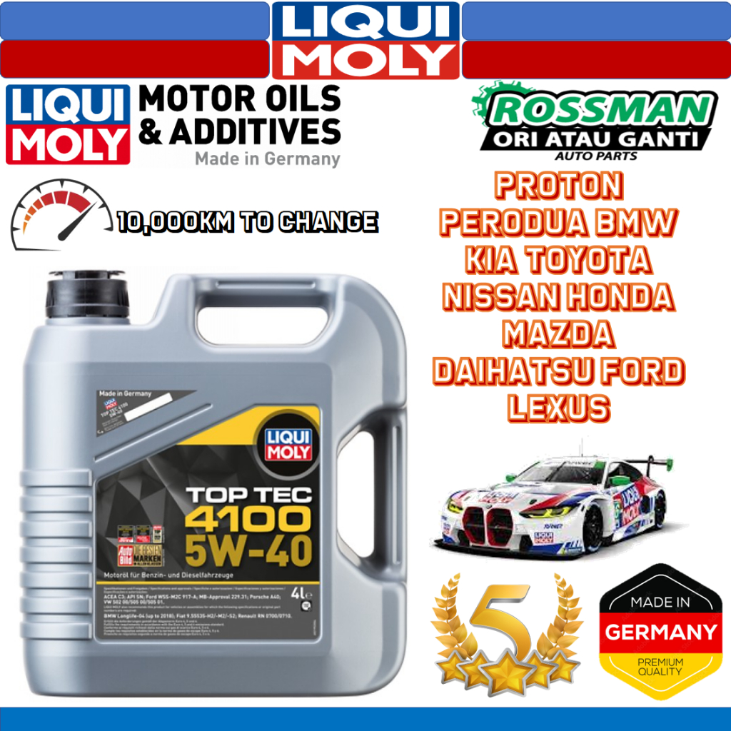 Original German LIQUI MOLY Engine Oil Minyak 4L Top Tec 4100 5W40 ...
