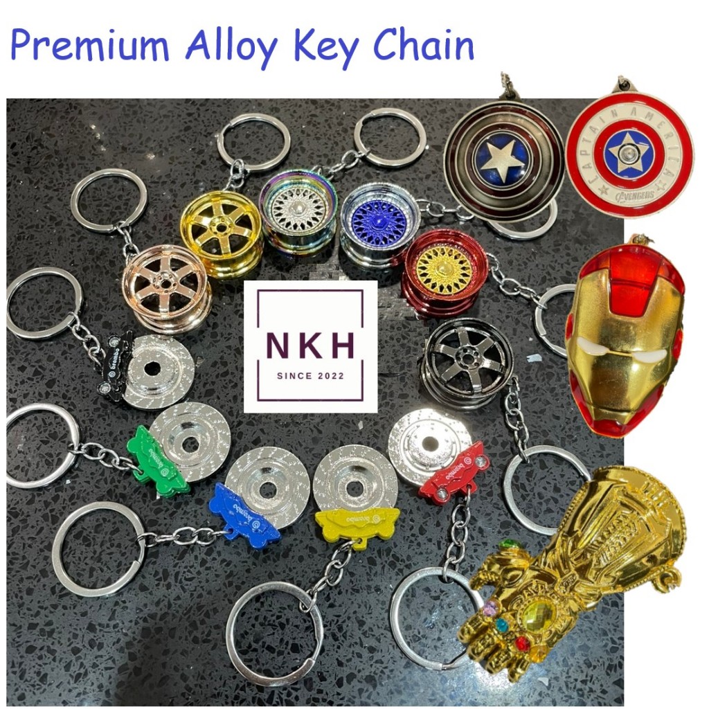 Alloy Key Chain Car Wheel Sport Rim Brake Disc Keyring Gold Keychain ...