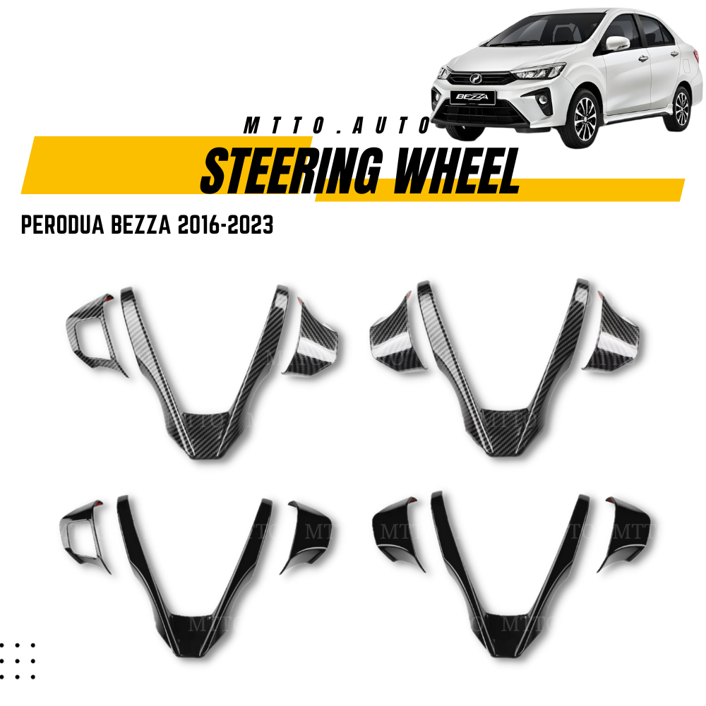 MTTO Perodua Bezza 2016-2022 Interior Car Steering Wheel Cover Set Trim ...