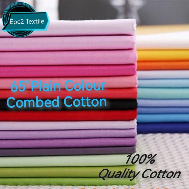 (New Arrival 53Color)Kain Cotton Bidang 65”(100%Cotton) Plain Colour ...