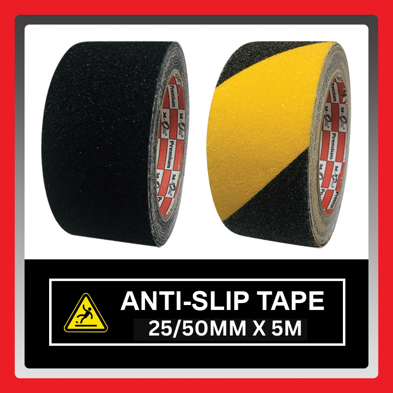 M-ONE Anti-Slip Tape Hitam dan Hitam/Kuning 550mic x 25mm / 50mm x 5m ...