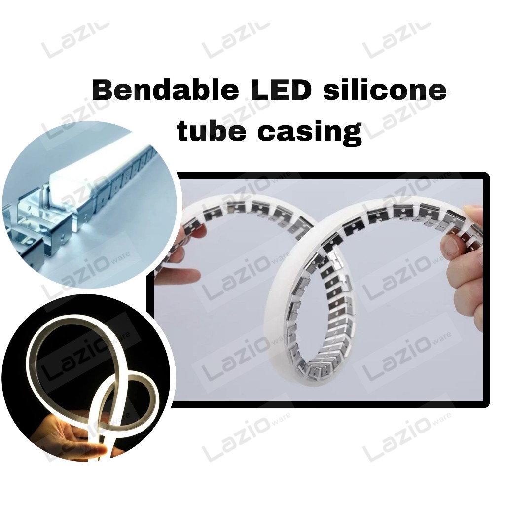 Flexible bendable silicone LED strip holder clip buckle bracket light ...