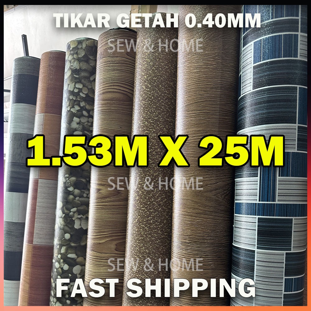 Tikar Getah Kualiti Lantai 5 Kaki Tebal 0.40mm 1.53M x 25M PVC Flooring ...