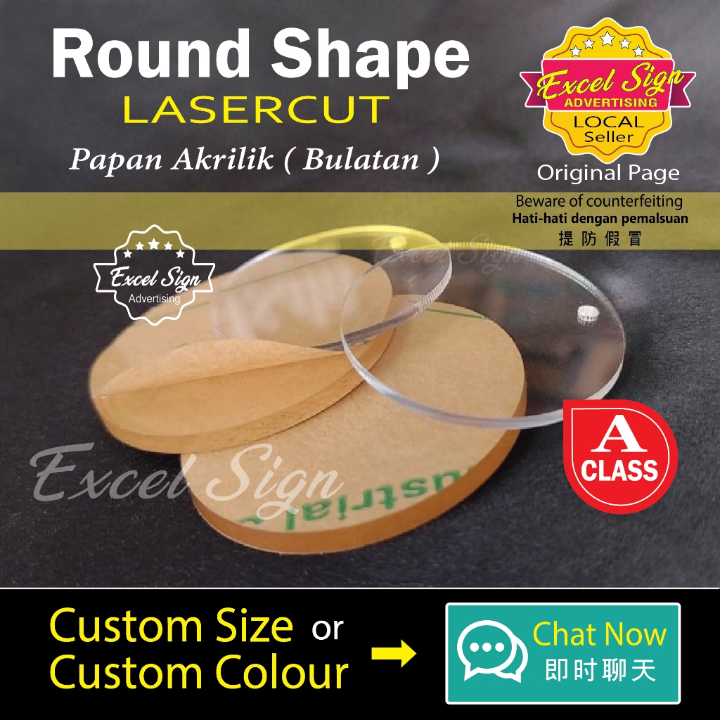 Round Shape, Keychain 30mm to 100mm, Ready Stock,Transparent Acrylic ...