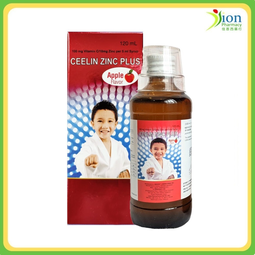 CEELIN ZINC PLUS SYRUP (APPLE FLAVOR) 120ML (EXPIRY DATE: 11/2025 ...