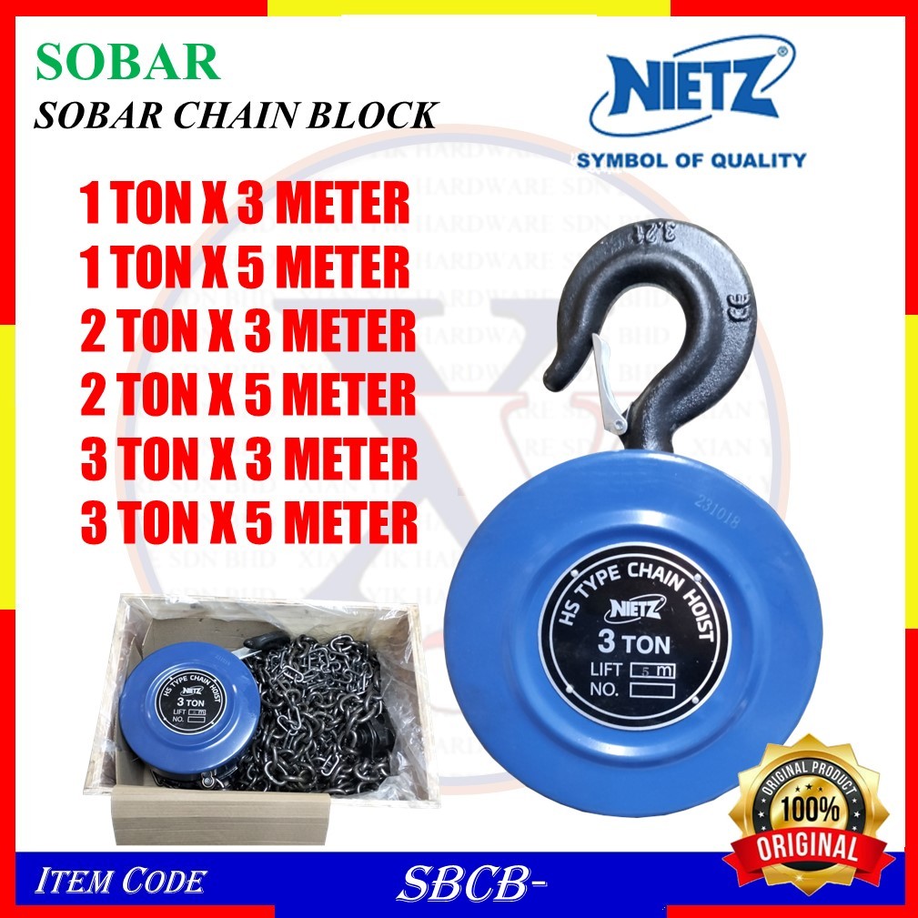 (1 TON / 2 TON / 3 TON) NIETZ SOBAR CHAIN BLOCK - SBCB- | Shopee Malaysia