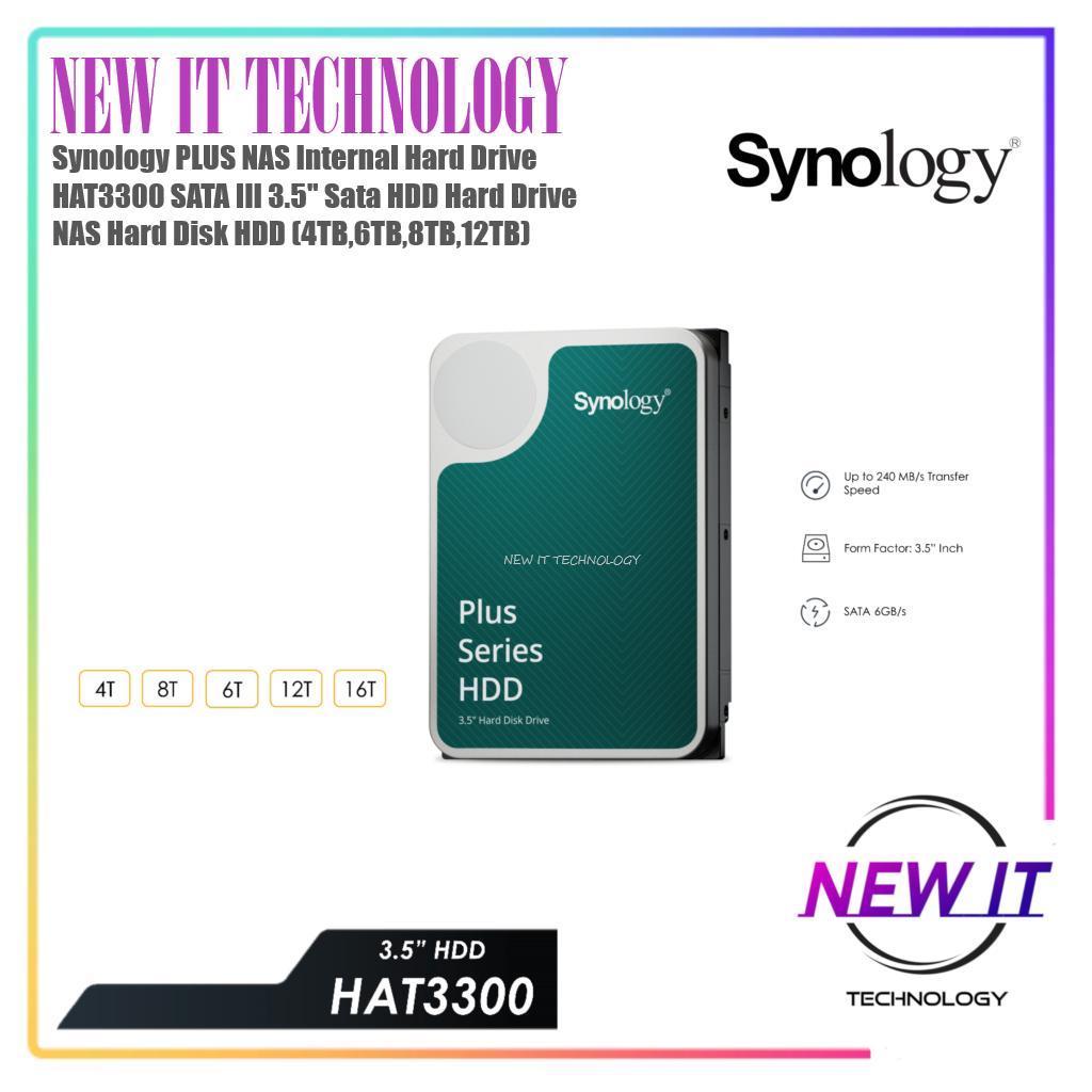 Synology PLUS NAS Internal Hard Drive HAT3310 / HAT3300 SATA III 3.5 ...