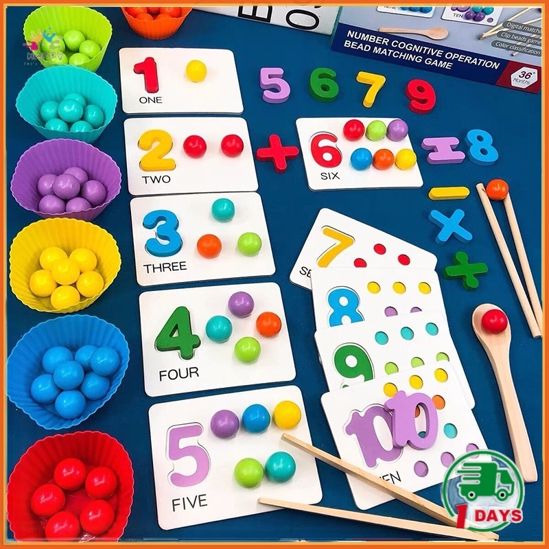 【🇲🇾24h】Montessori Clip Beads Toy Math Toy Rainbow Color Sorting ...